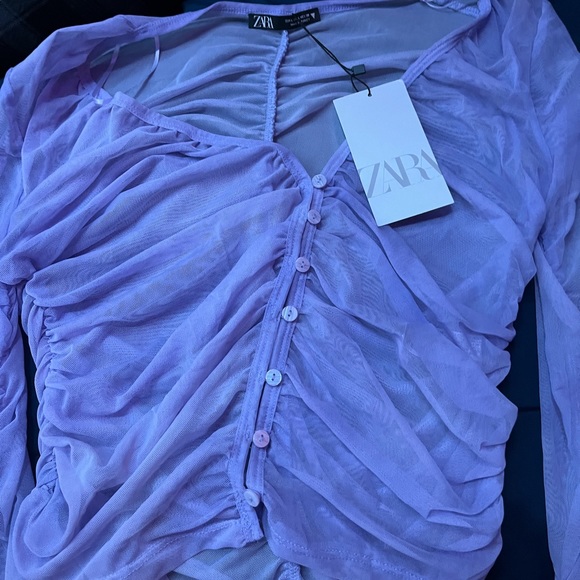 Zara | Tops | Purple See Through Croptop | Poshmark